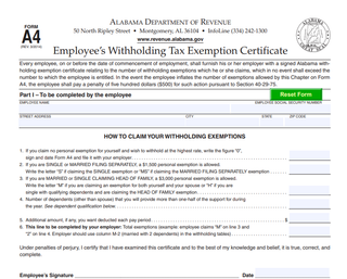 A Guide to Form A-4: Alabama Employee’s Withholding Tax Exemption ...